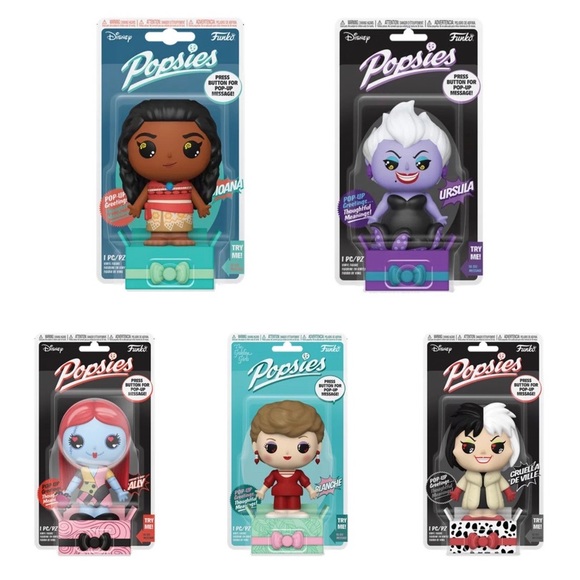 Funko | Toys | Funko Popsies Moana Ursula Sally Blanche Cruella Figures Lot Of 5 | Poshmark